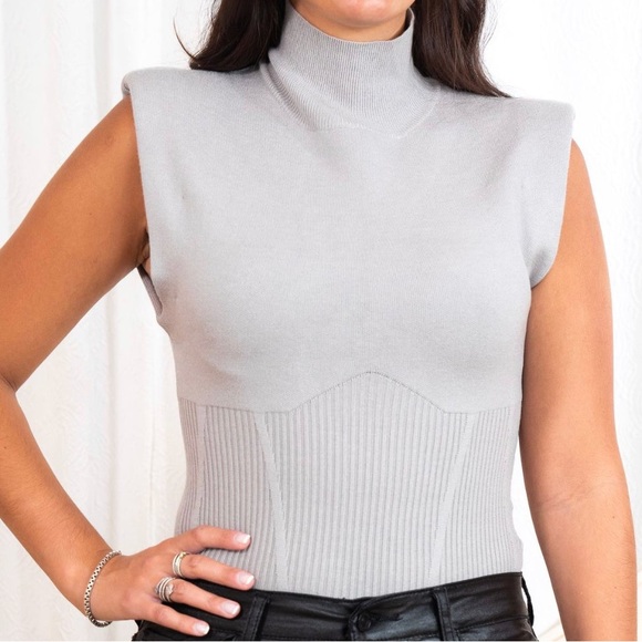 Tops | Shoulder Pad Sleeveless Turtle Neck | Poshmark